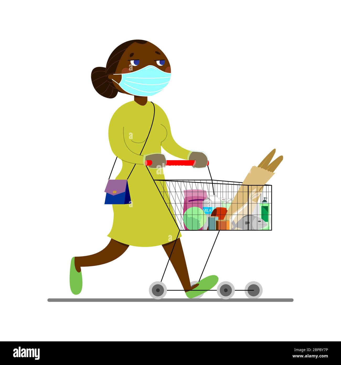 Mom Grocery Shopping Cartoon