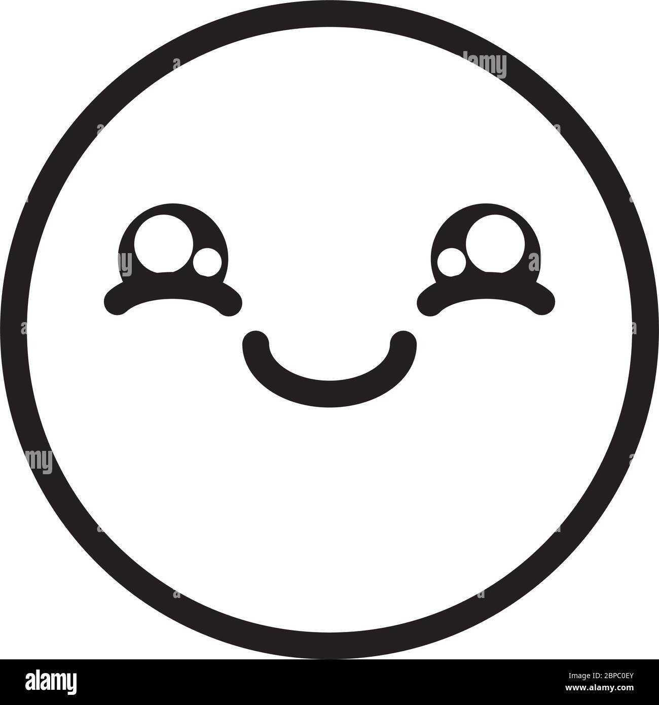 emoji with happy expression icon over white background, line style ...