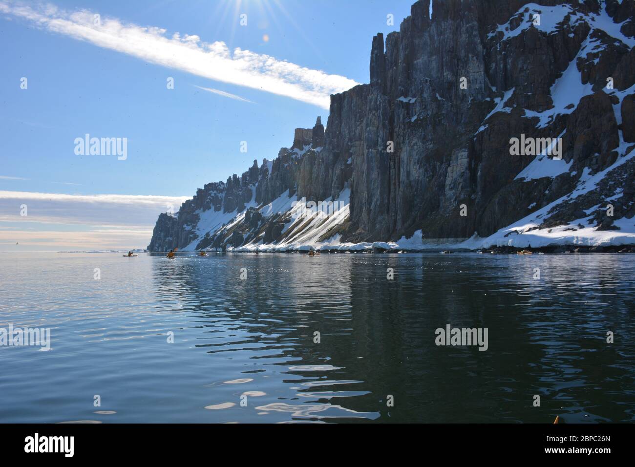 The "bird cliffs" at Alkefjellet in the Hinlopen Strait, Svalbard, are ...