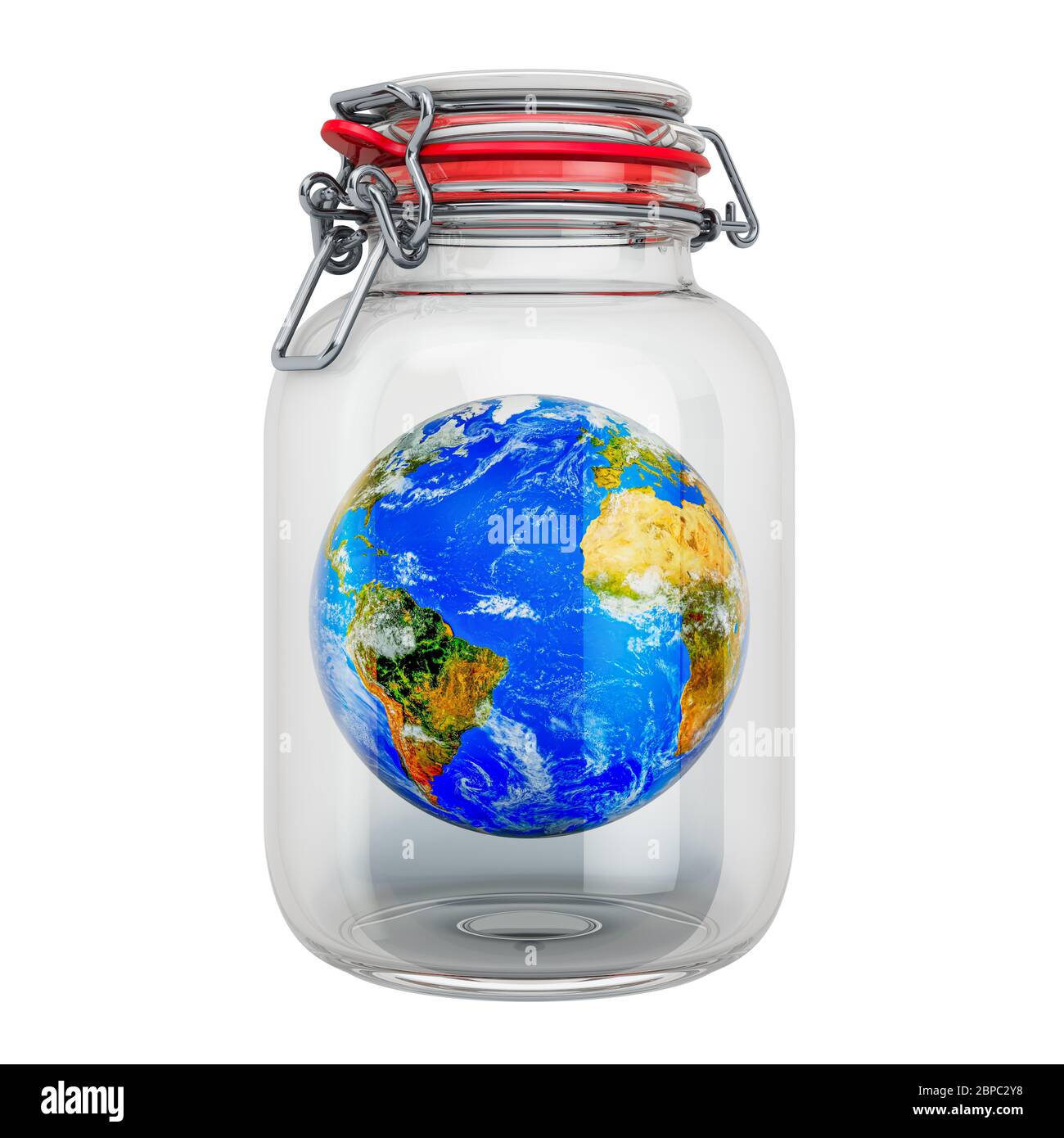 Closed glass jar with Earth Globe inside. Conservation Earth concept ...
