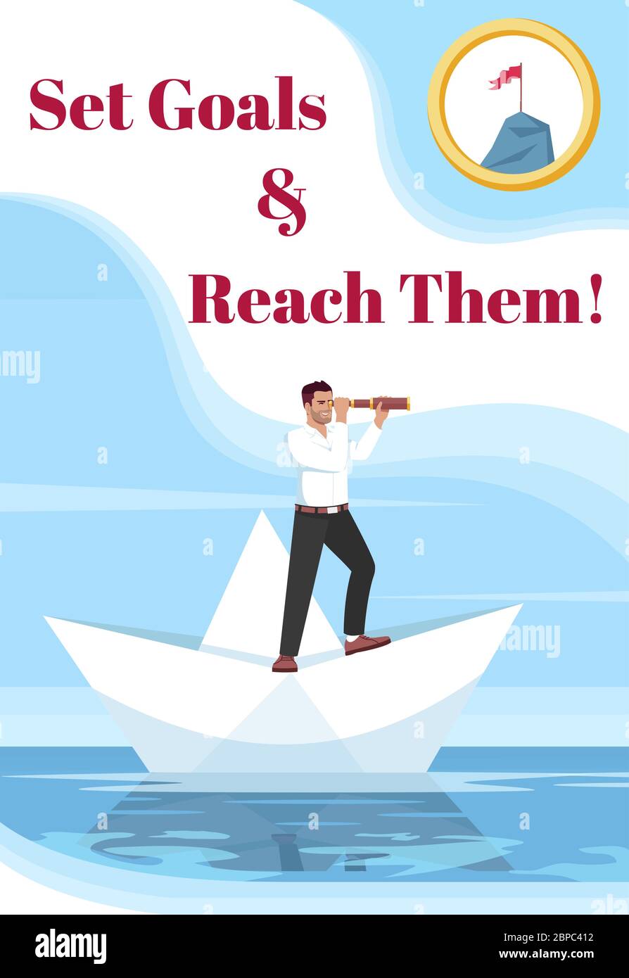 Set goals and reach them poster template Stock Vector Image & Art - Alamy