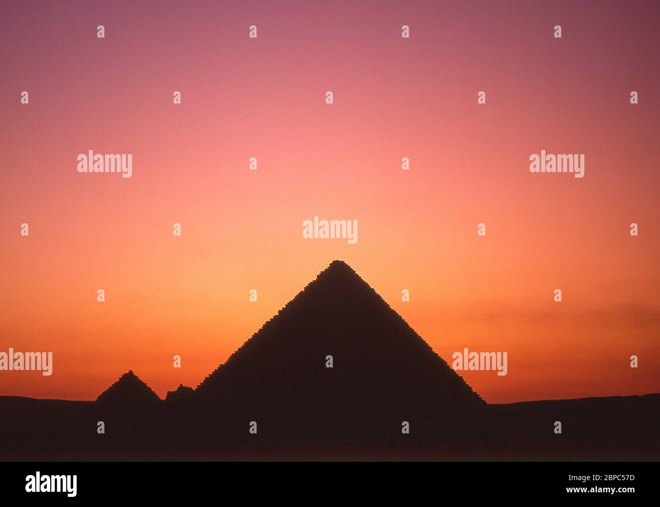 The Great Pyramids of Giza at sunset, Giza, Giza Governate, Republic of ...