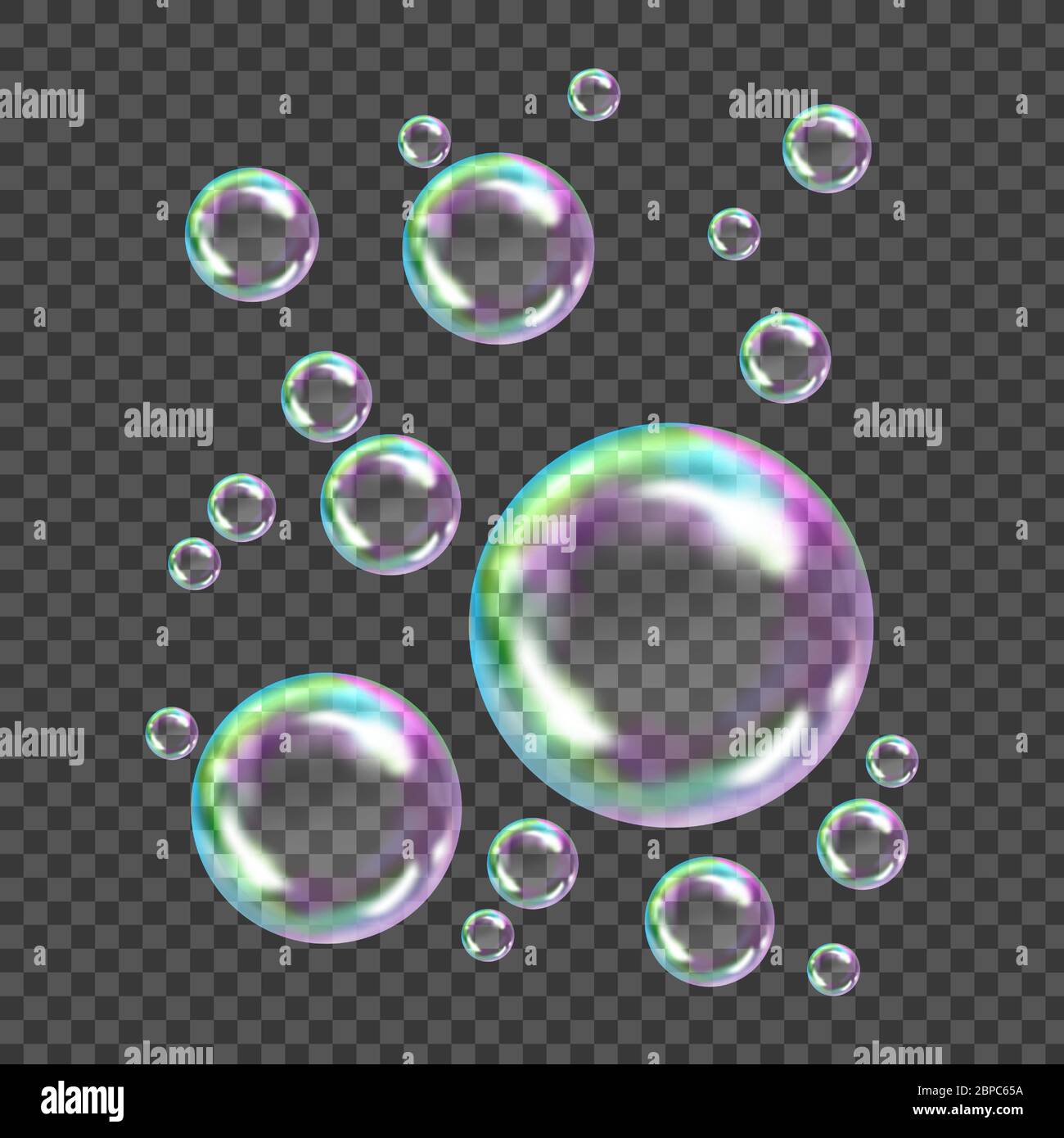 Flying transparent soap bubbles on checkered background Stock Vector ...