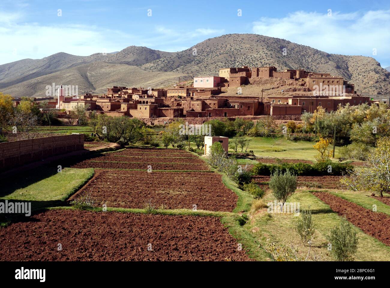 Traditional village with houses made of mud and quarry stone in the ...