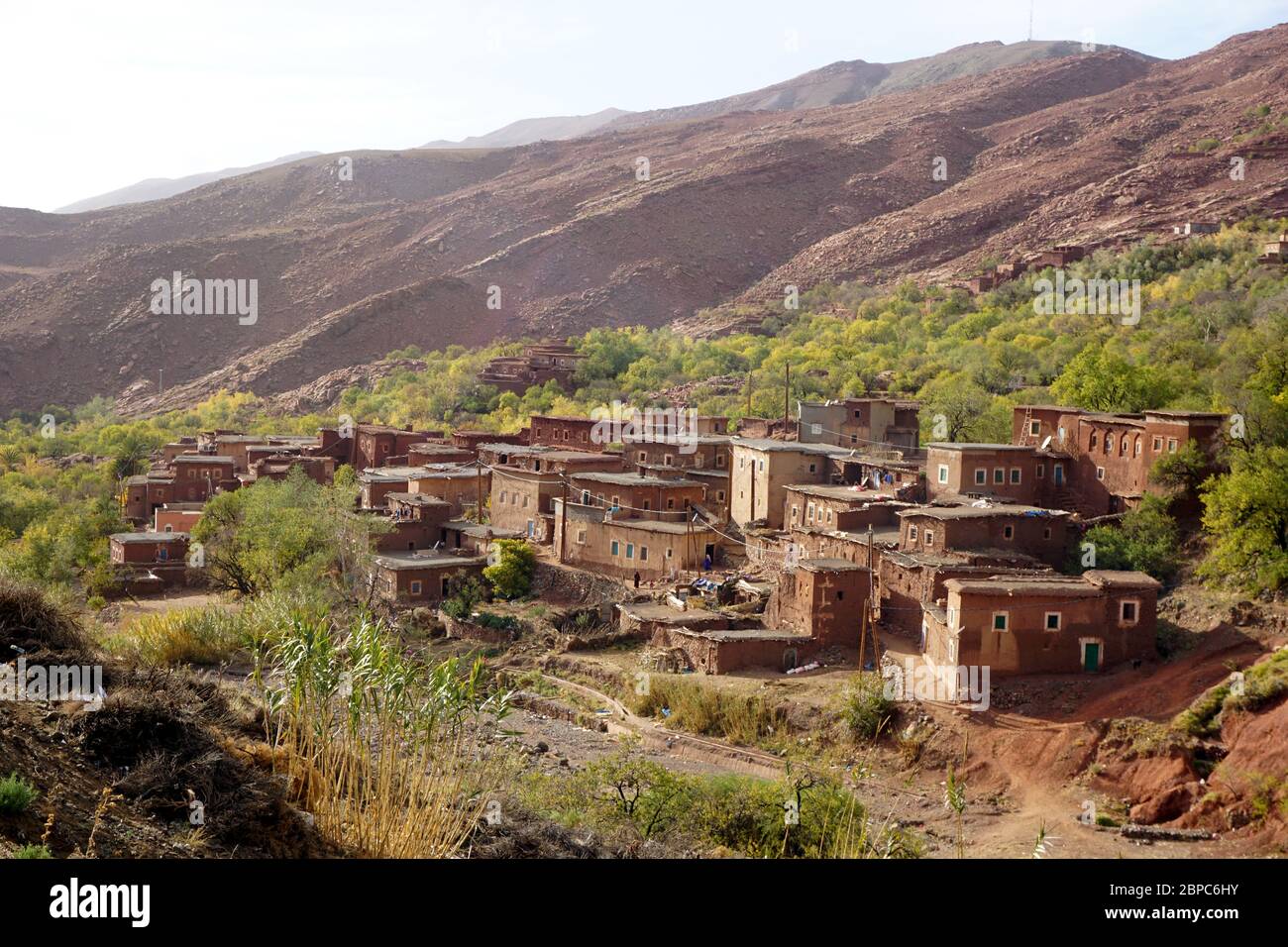 Traditional village with houses made of mud and quarry stone in the ...