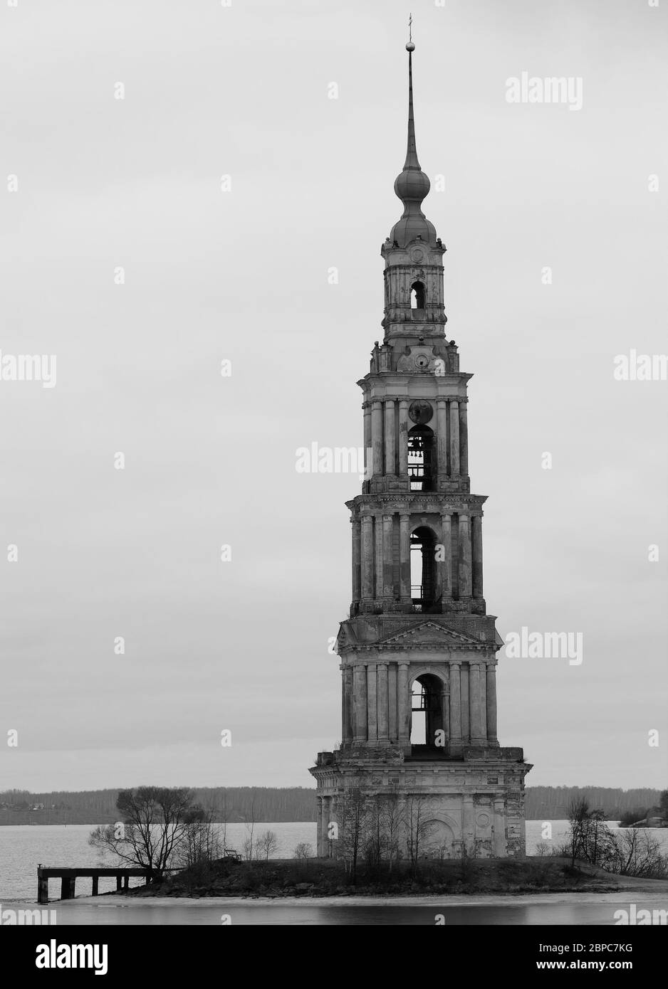 Dramatic bell tower church architecture background Stock Photo - Alamy