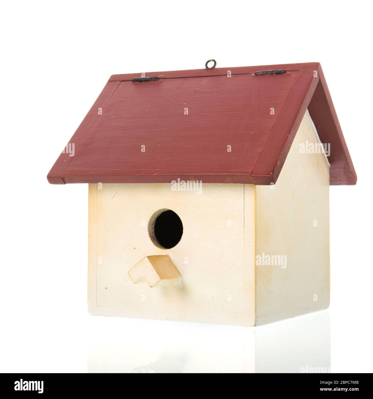 Wooden bird box isolated over white background Stock Photo - Alamy