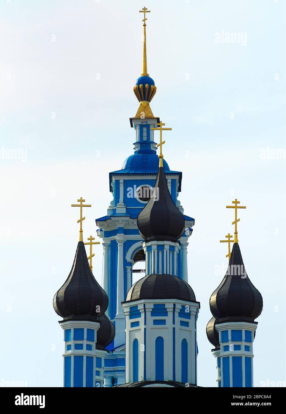Blue orthodox church architecture background Stock Photo - Alamy