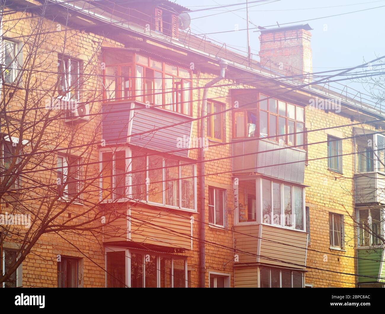 Classic Russian building at city suburbs background Stock Photo - Alamy