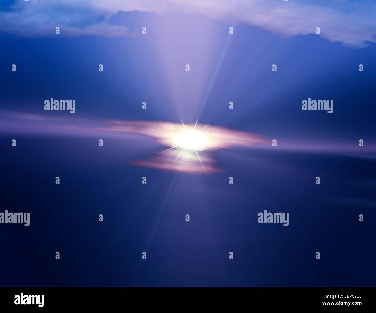 Dramatic light rays during burning sunset background Stock Photo - Alamy