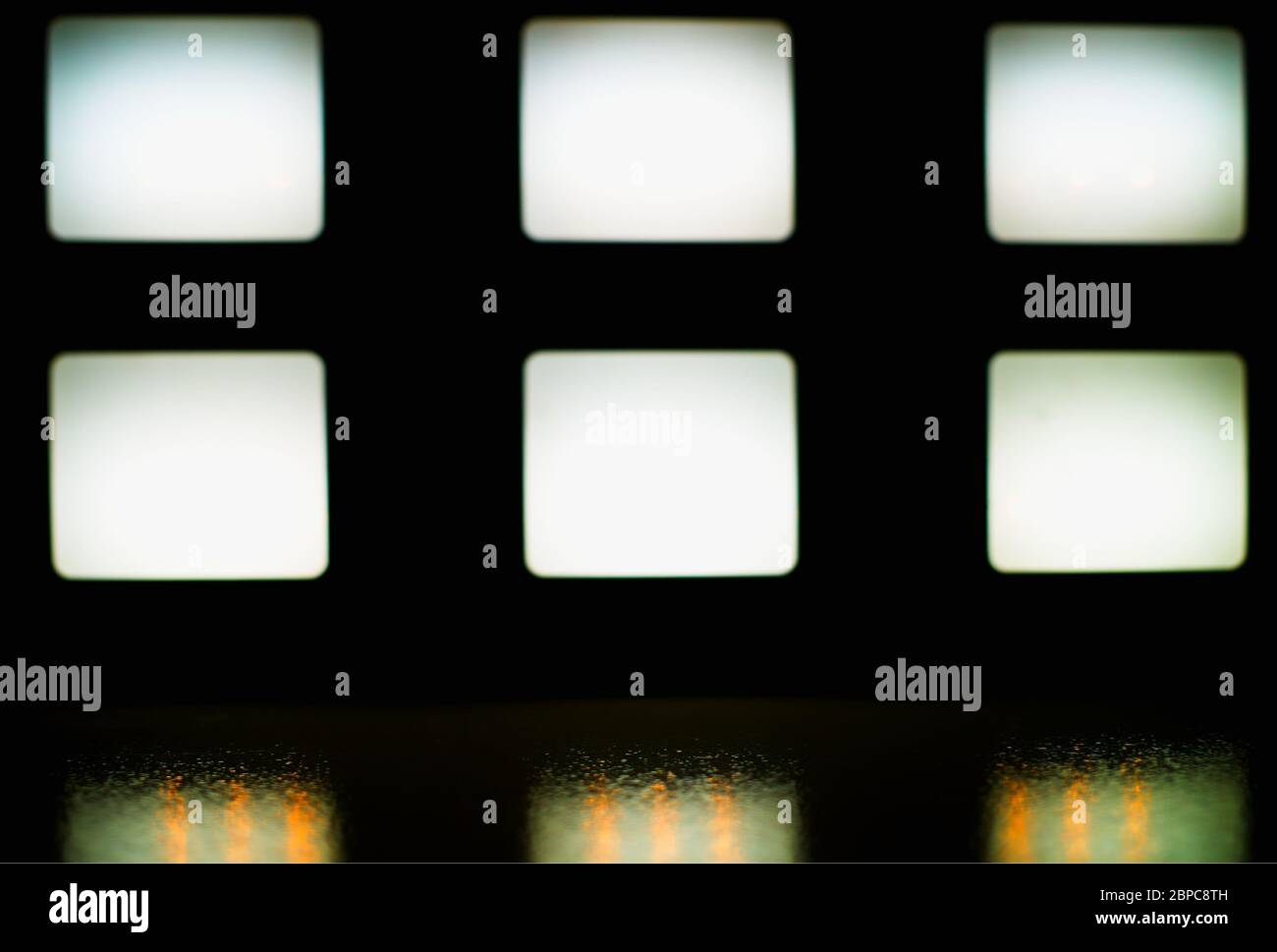 Six empty broadcast monitors abstract background Stock Photo - Alamy