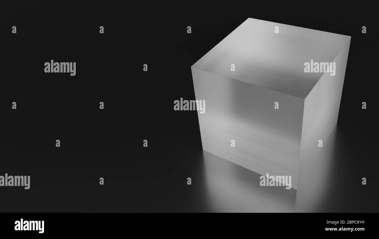 Black and White Translucent Cube on a Glossy Plate Computer Generated ...