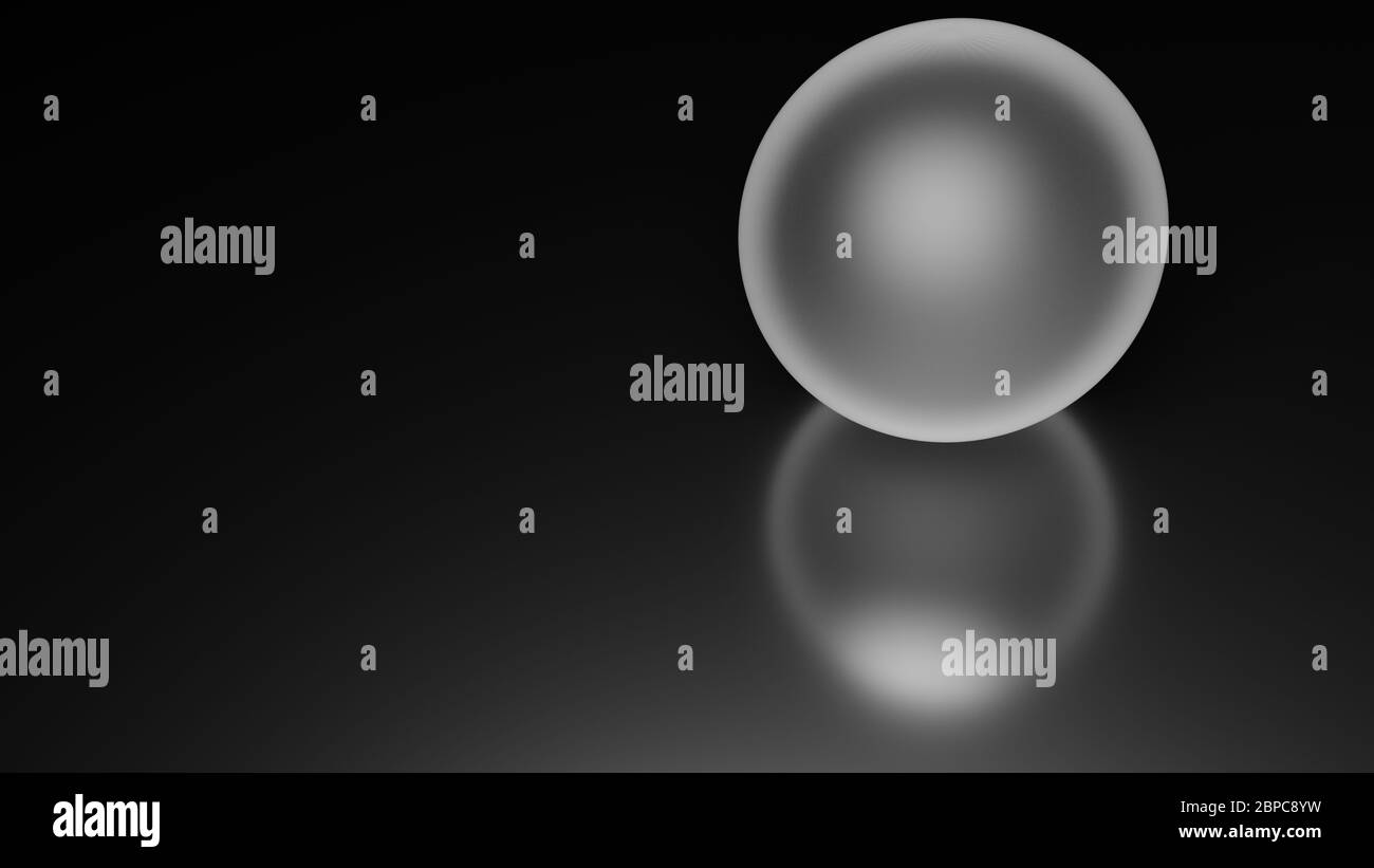 Black and White Translucent Sphere on a Glossy Plate Computer Generated ...