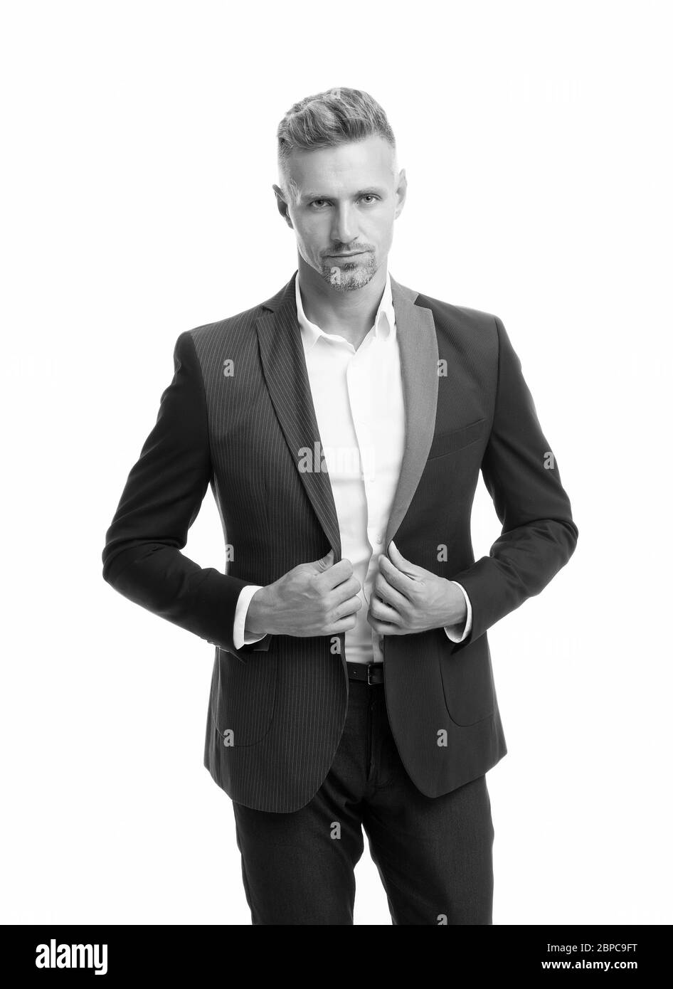 Confident and classy every day. Elegant businessman isolated on white ...