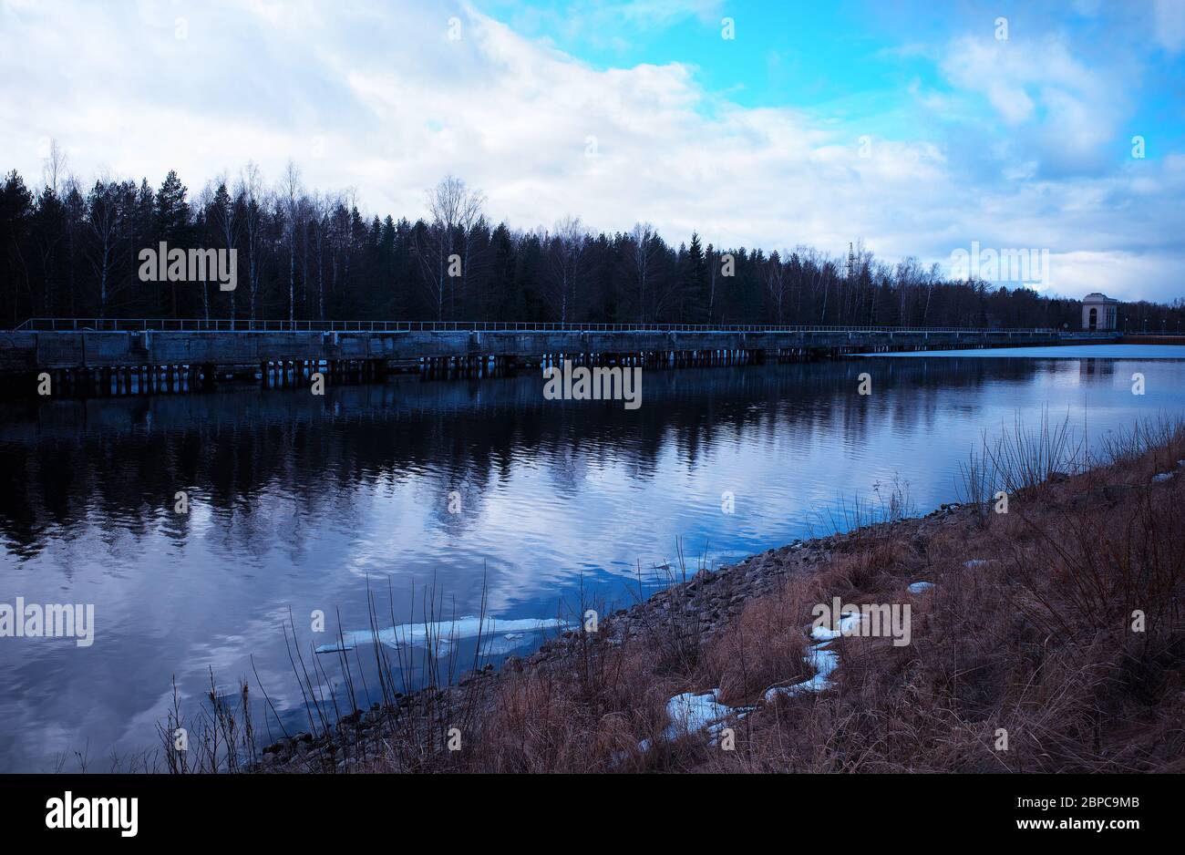 Spring river landscape background Stock Photo - Alamy