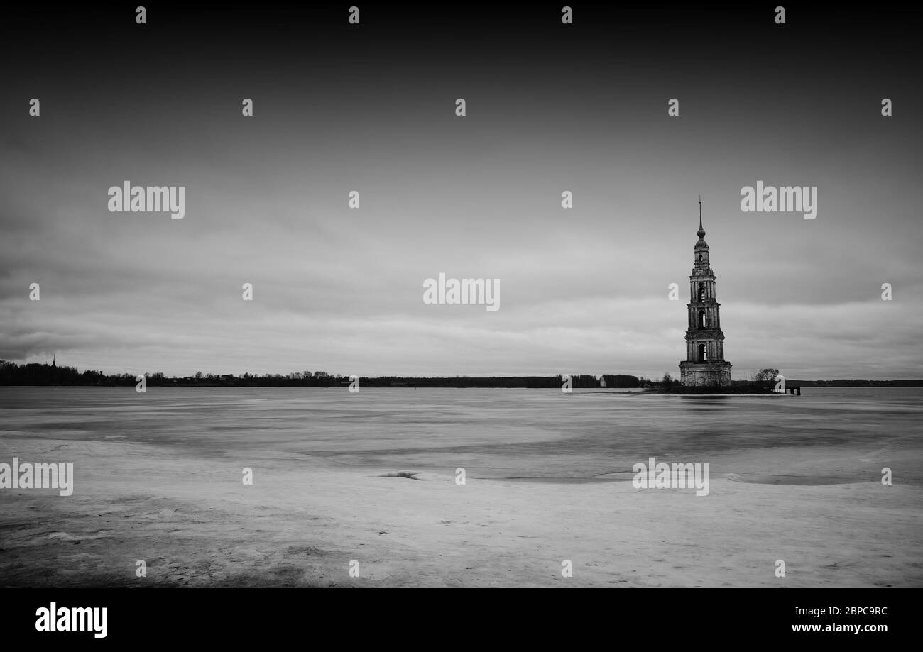 Black & white belfry church architecture background Stock Photo - Alamy