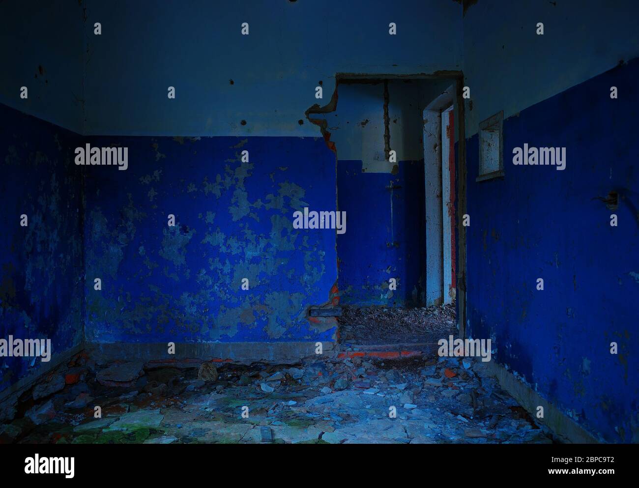 Abandoned radioactive factory room background Stock Photo - Alamy