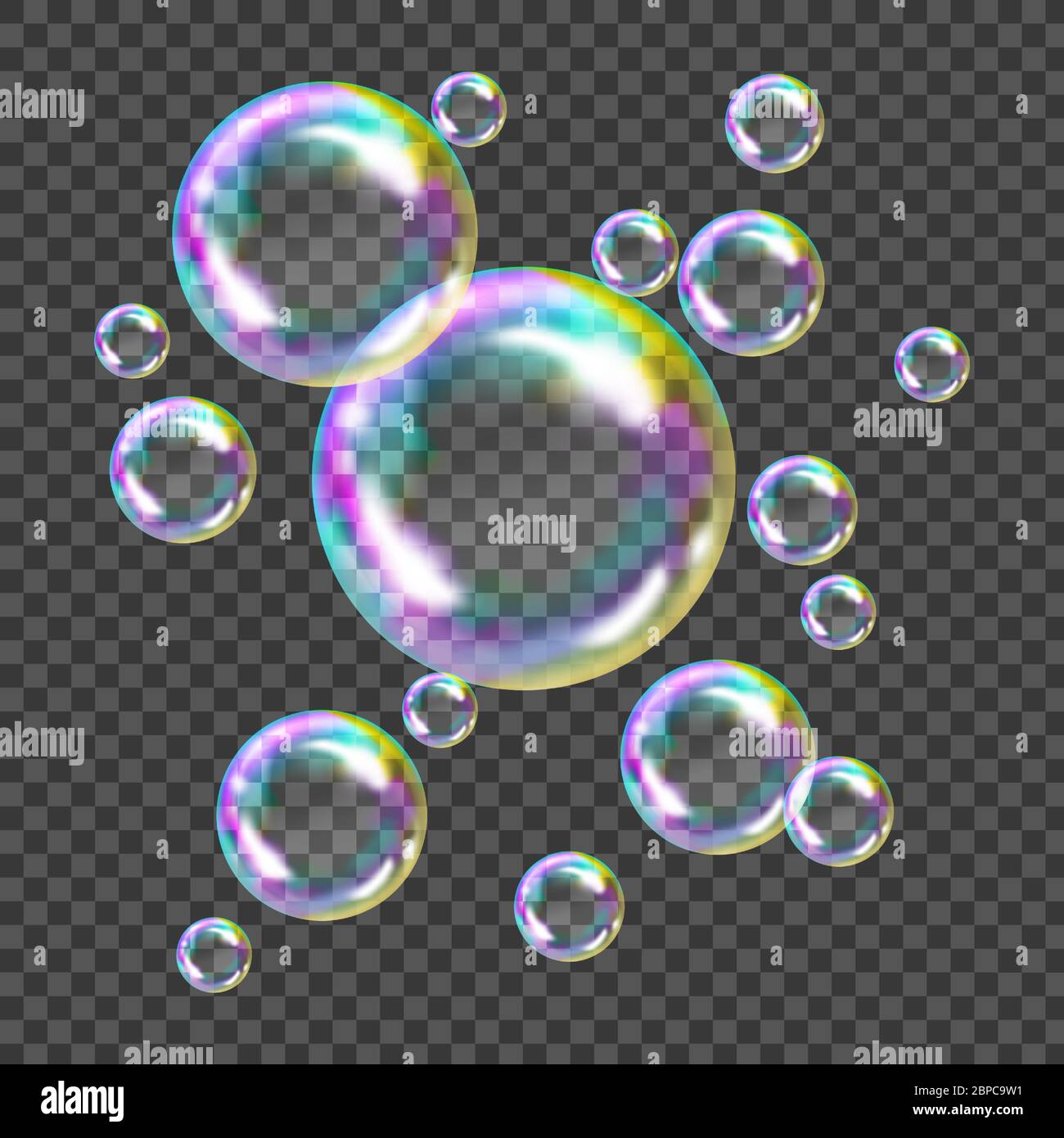 Flying transparent soap bubbles on checkered background Stock Vector ...