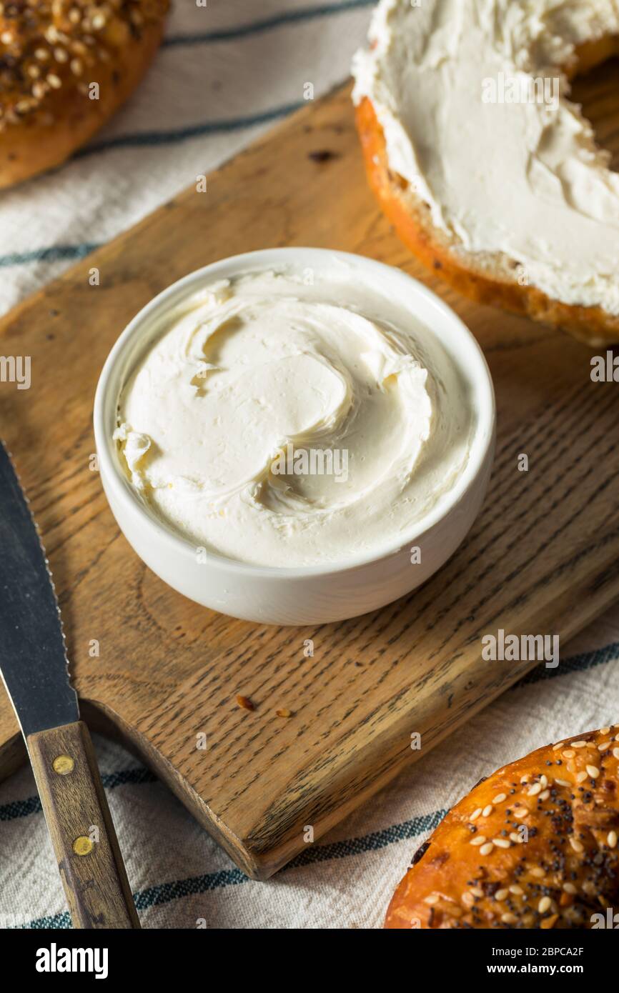 Homemade Creamy Cream Cheese in a Bowl Stock Photo - Alamy