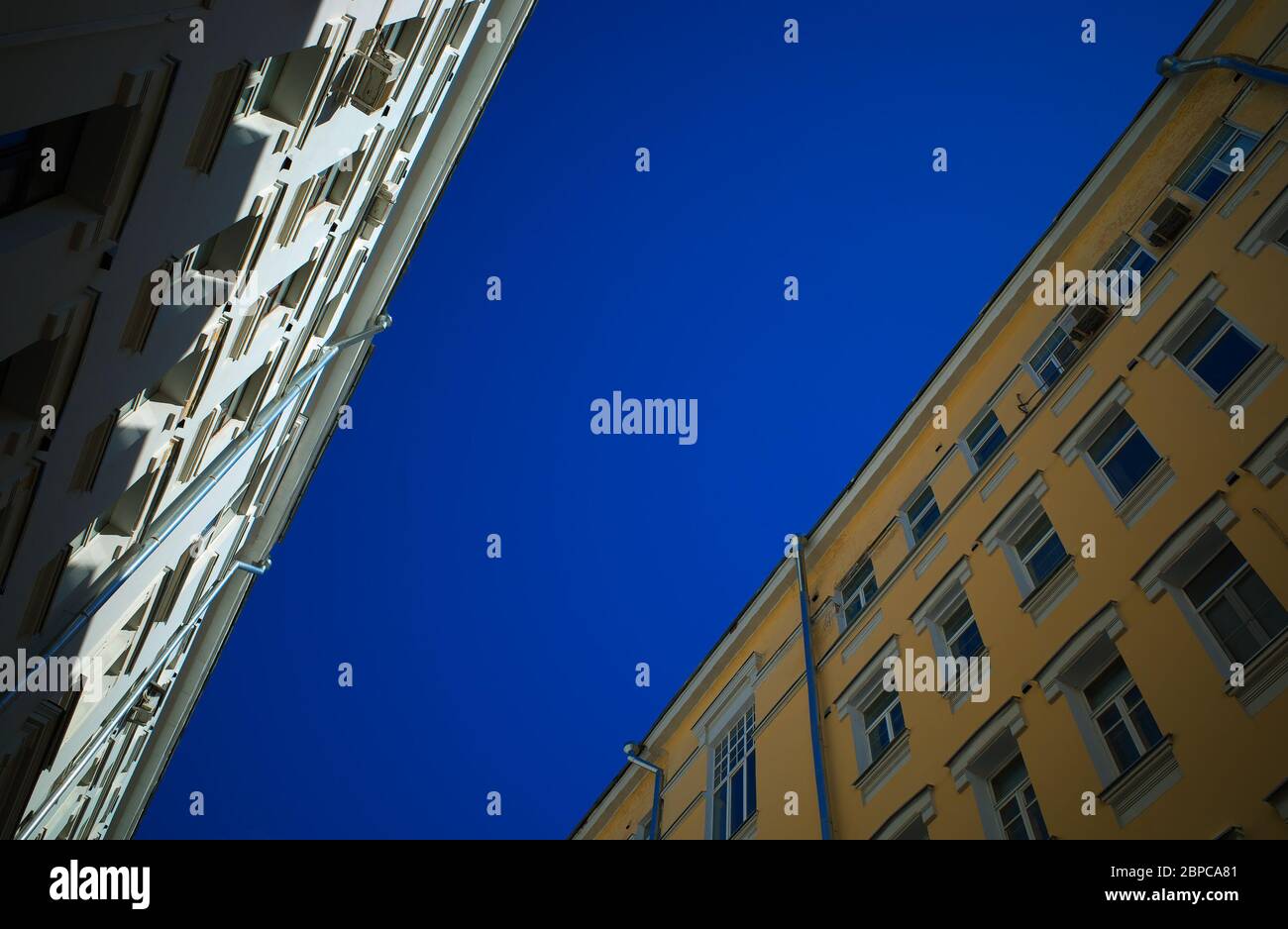 Vintage buildings upward view background Stock Photo - Alamy
