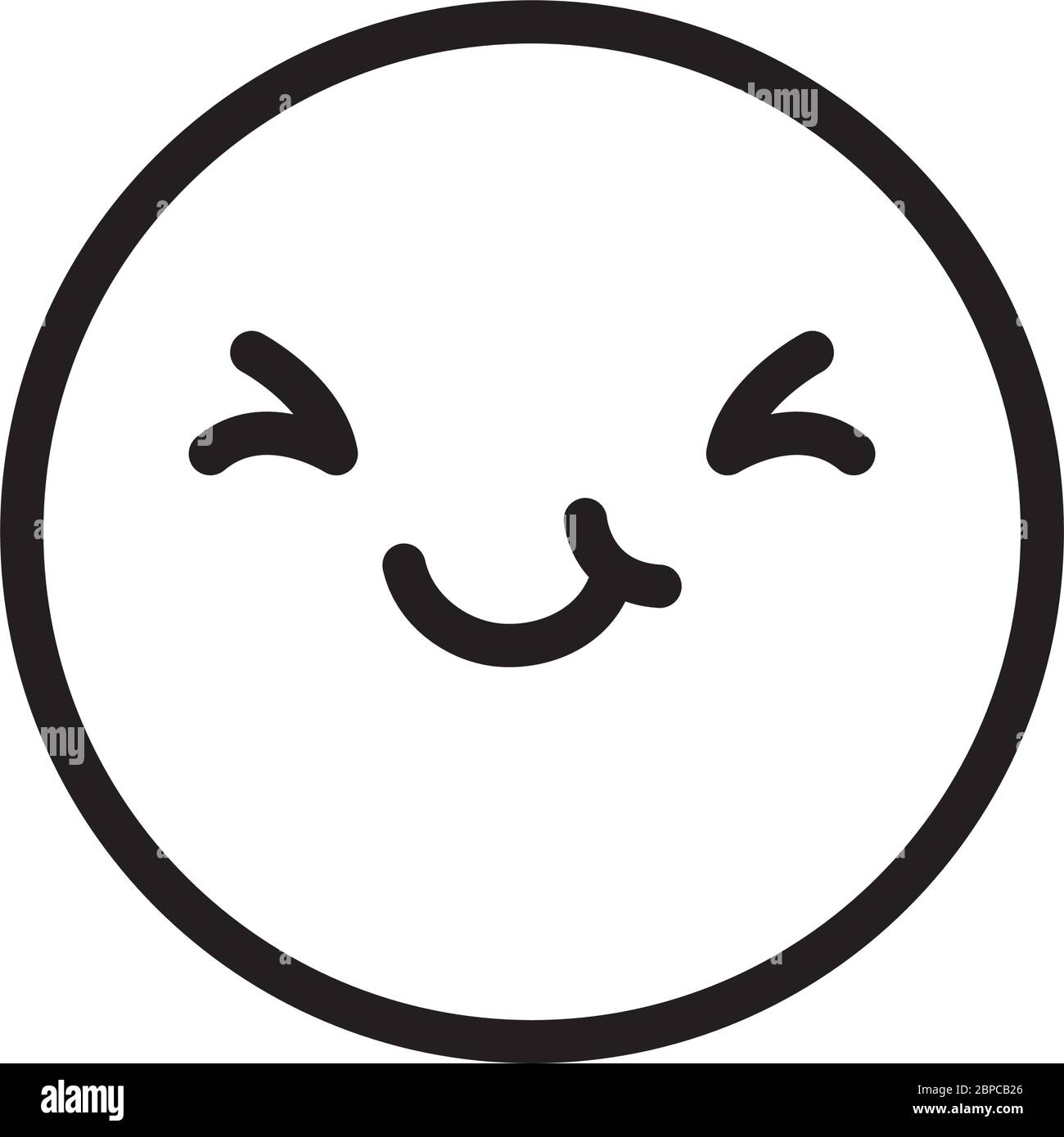 Smiling emoji face with Smiling Eyes over white background, line style ...