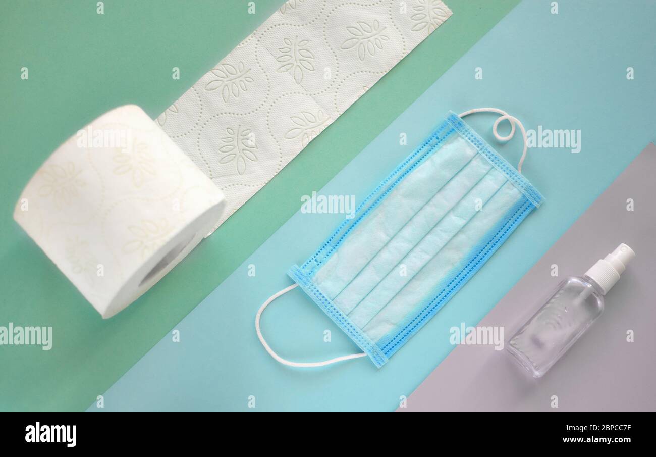 Coronavirus prevention face mask, tissue toilet paper and hand ...