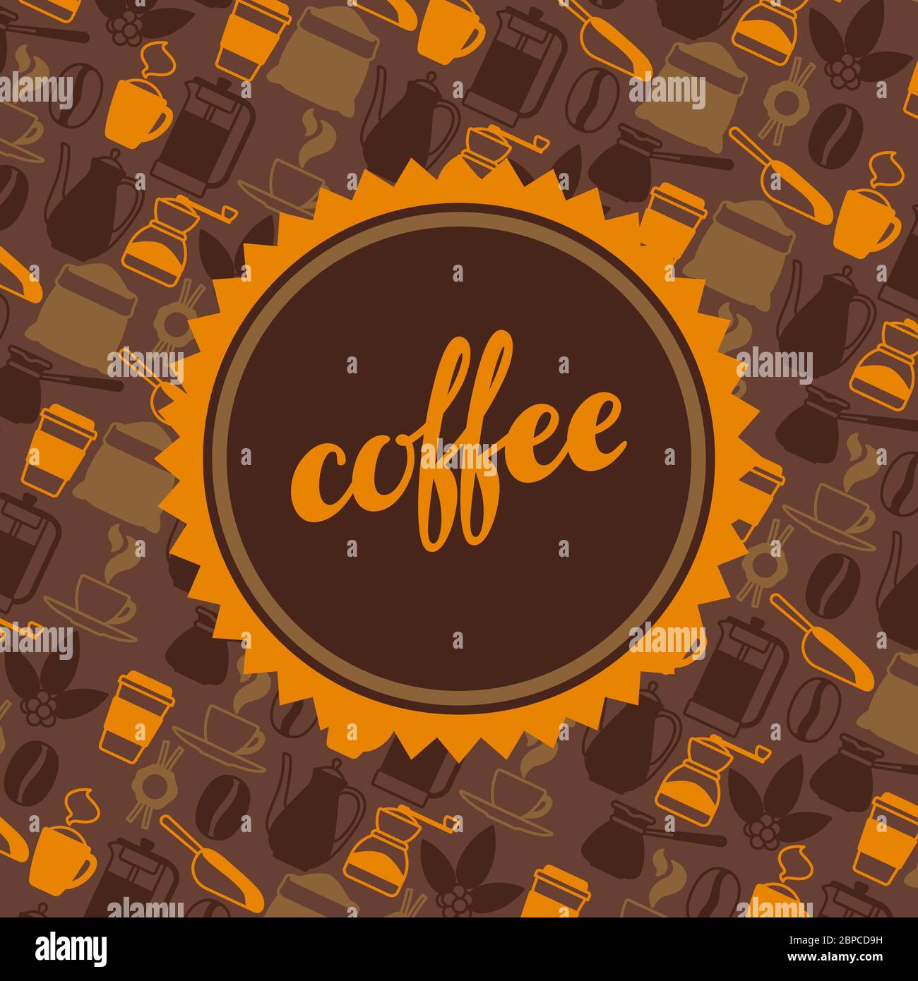 Background with coffee icons. Food illustration of beverage items Stock ...