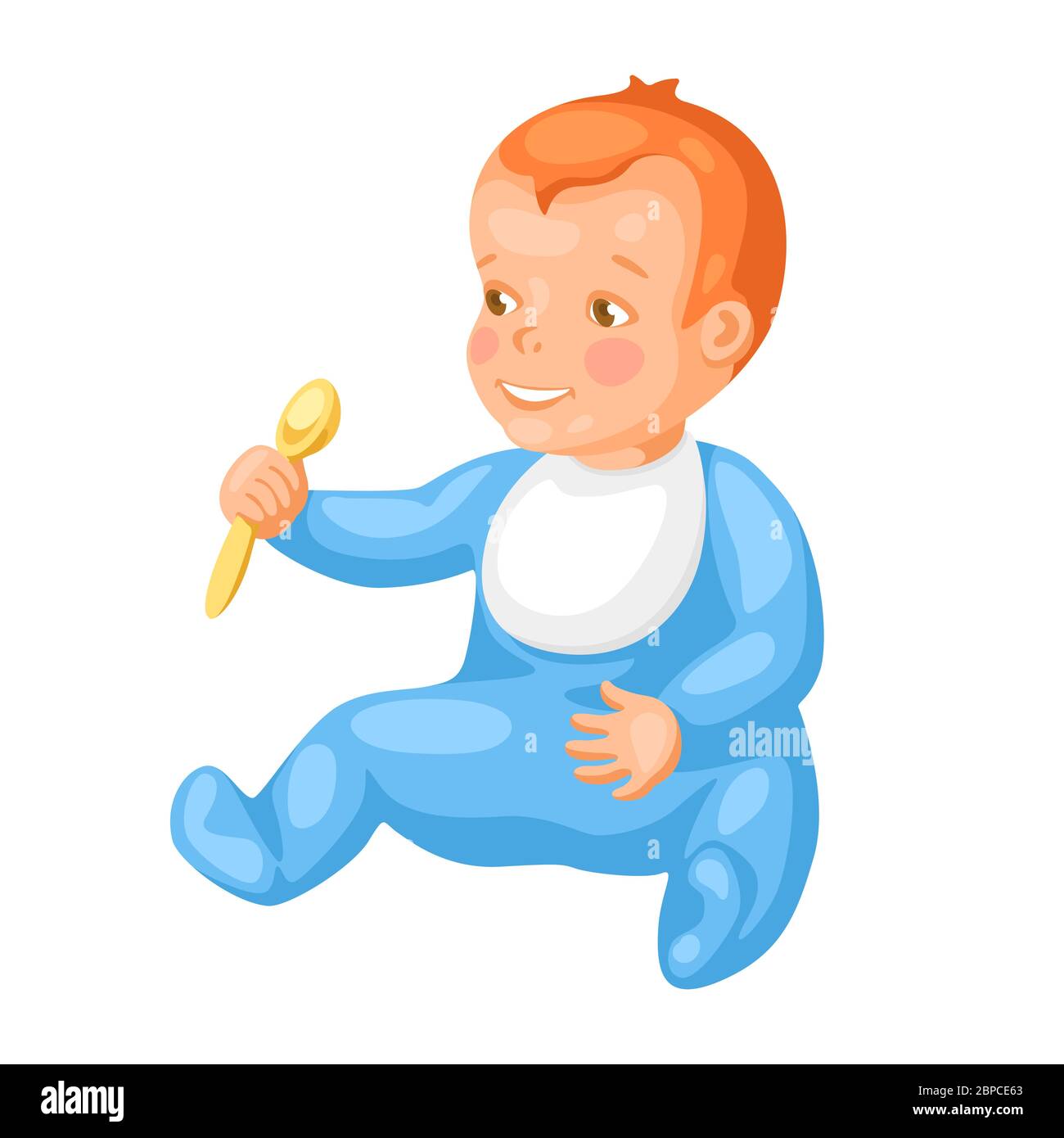 Illustration of cute little baby with spoon Stock Vector Image & Art ...