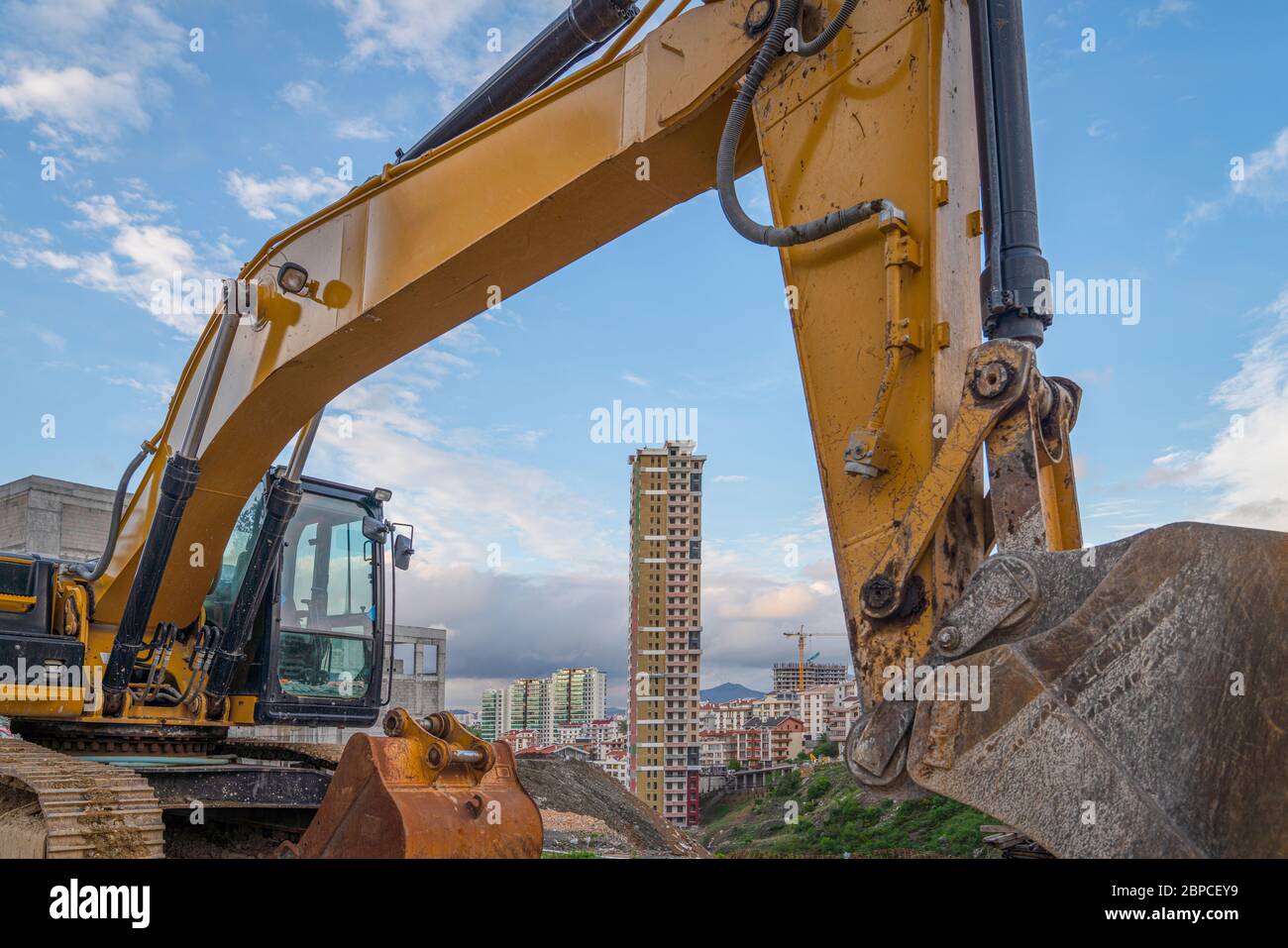 Construction equipment for skyscraper in a construction site Stock ...