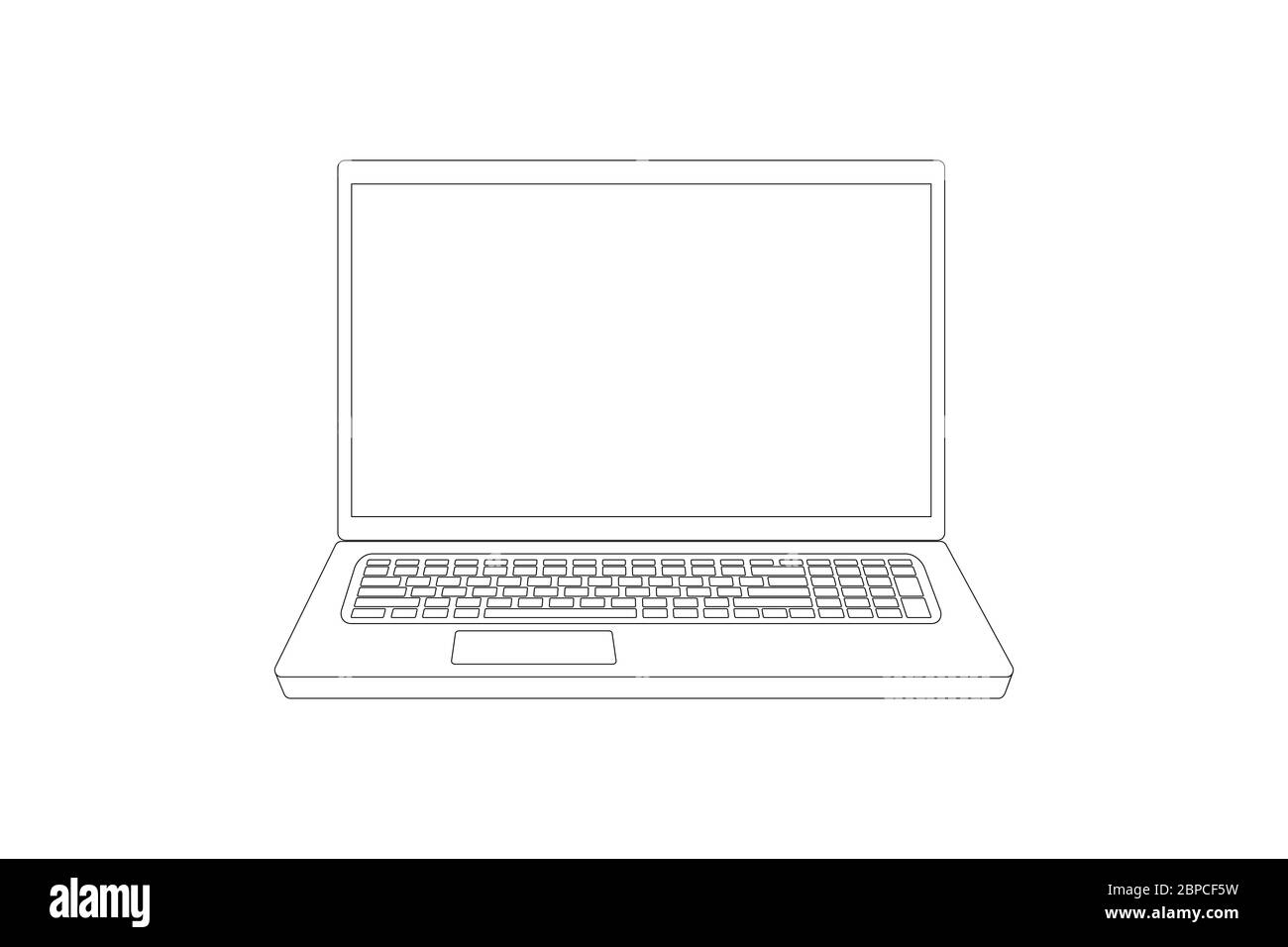 laptop notebook computer, line art. Display on white background Stock ...
