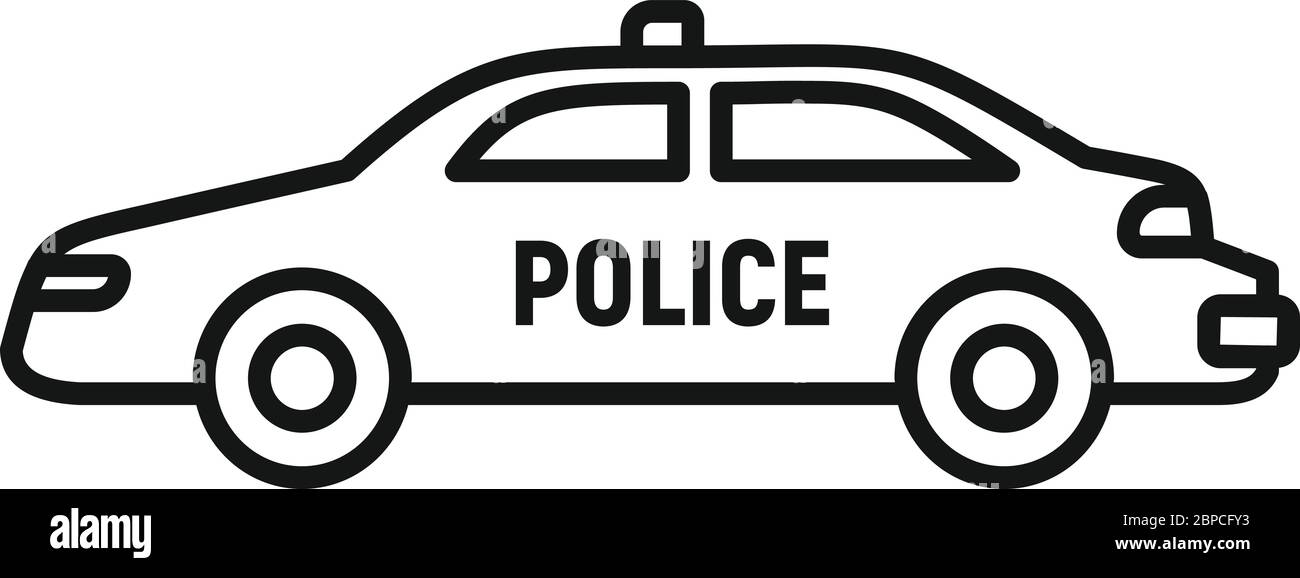 Police car icon. Outline police car vector icon for web design isolated ...