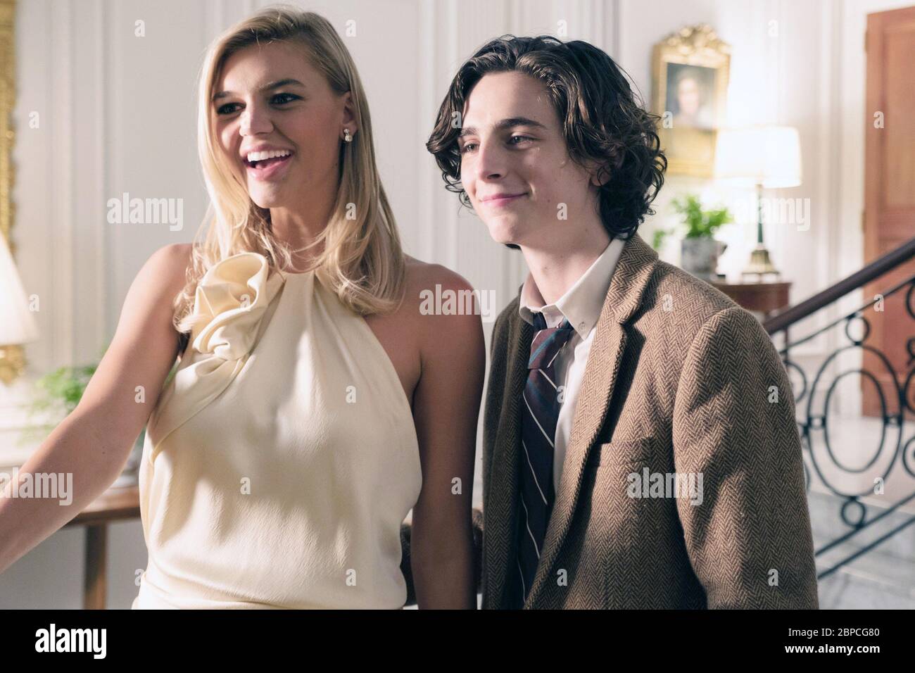 A RAINY DAY IN NEW YORK, from left: Kelly Rohrbach, Timothee Chalamet ...
