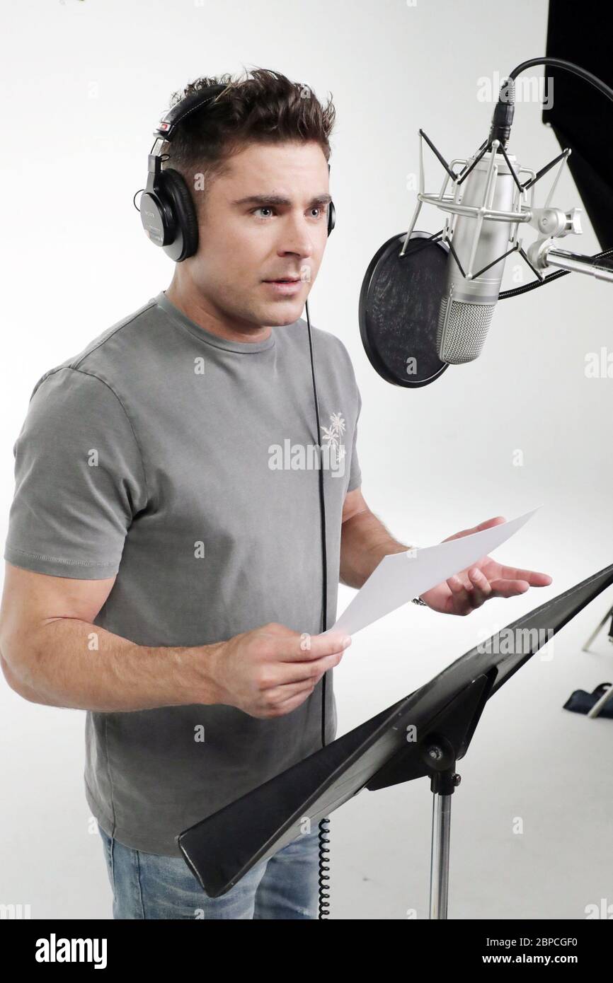 SCOOB!, Zac Efron in recording studio voicing Fred Jones, 2020. ph ...