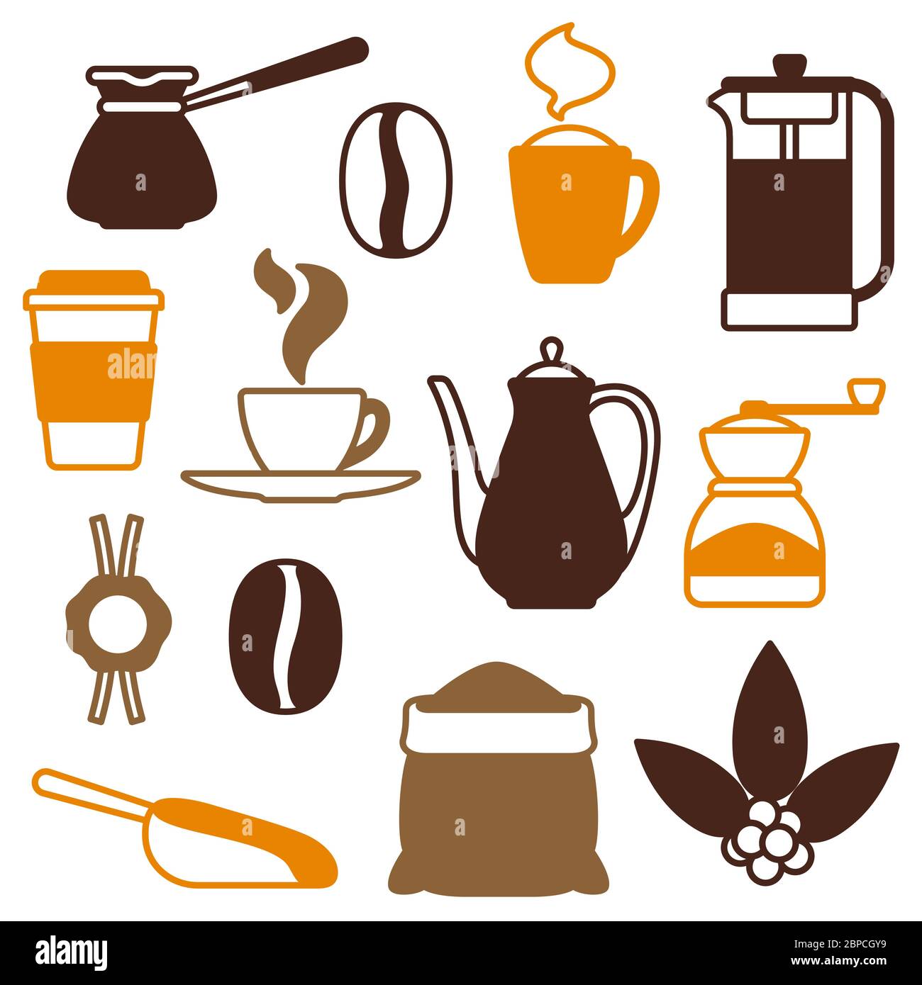 Set of coffee icons. Food illustration with beverage items Stock Vector ...