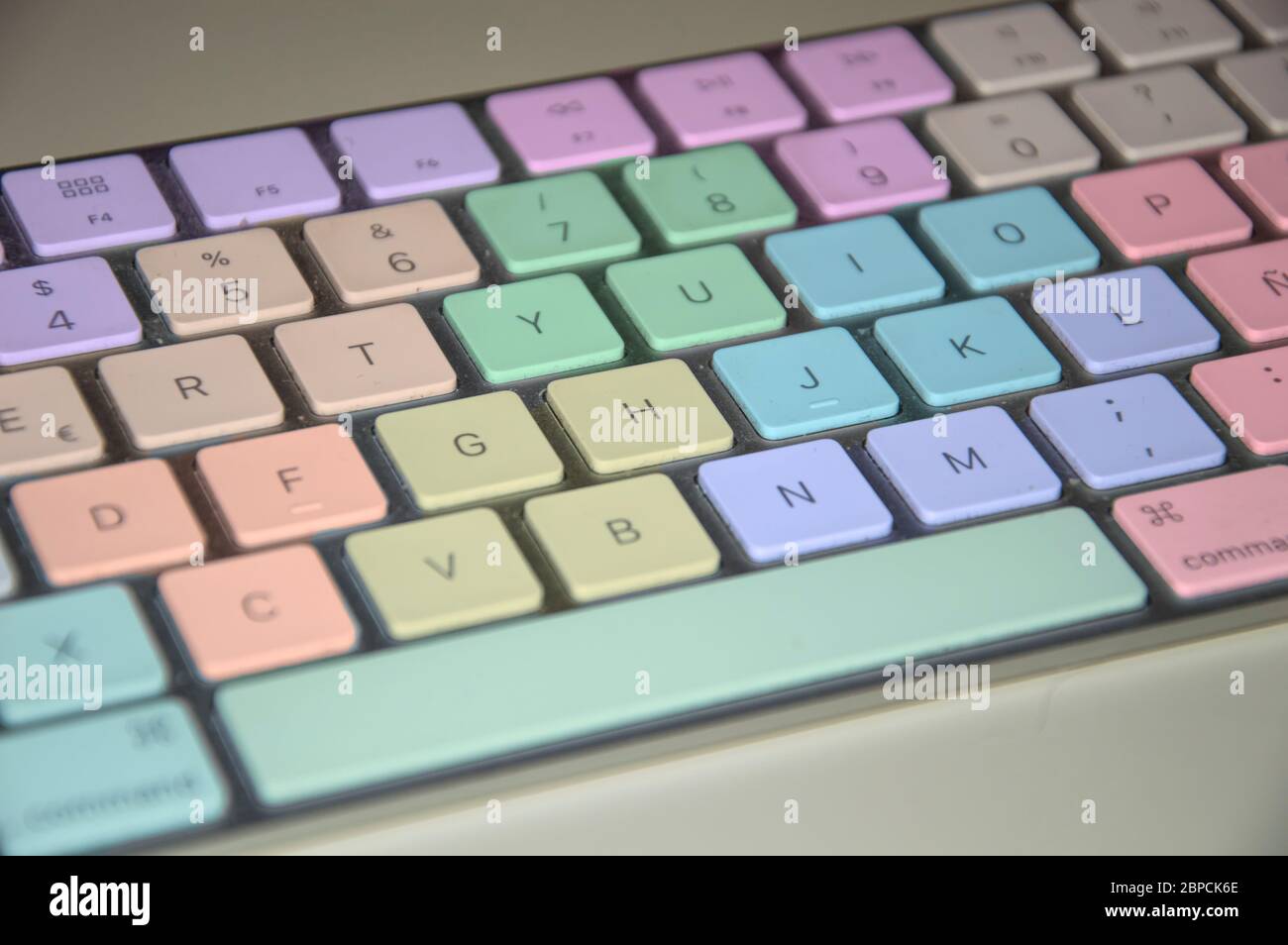 Computer keys with multiple light colors Stock Photo - Alamy