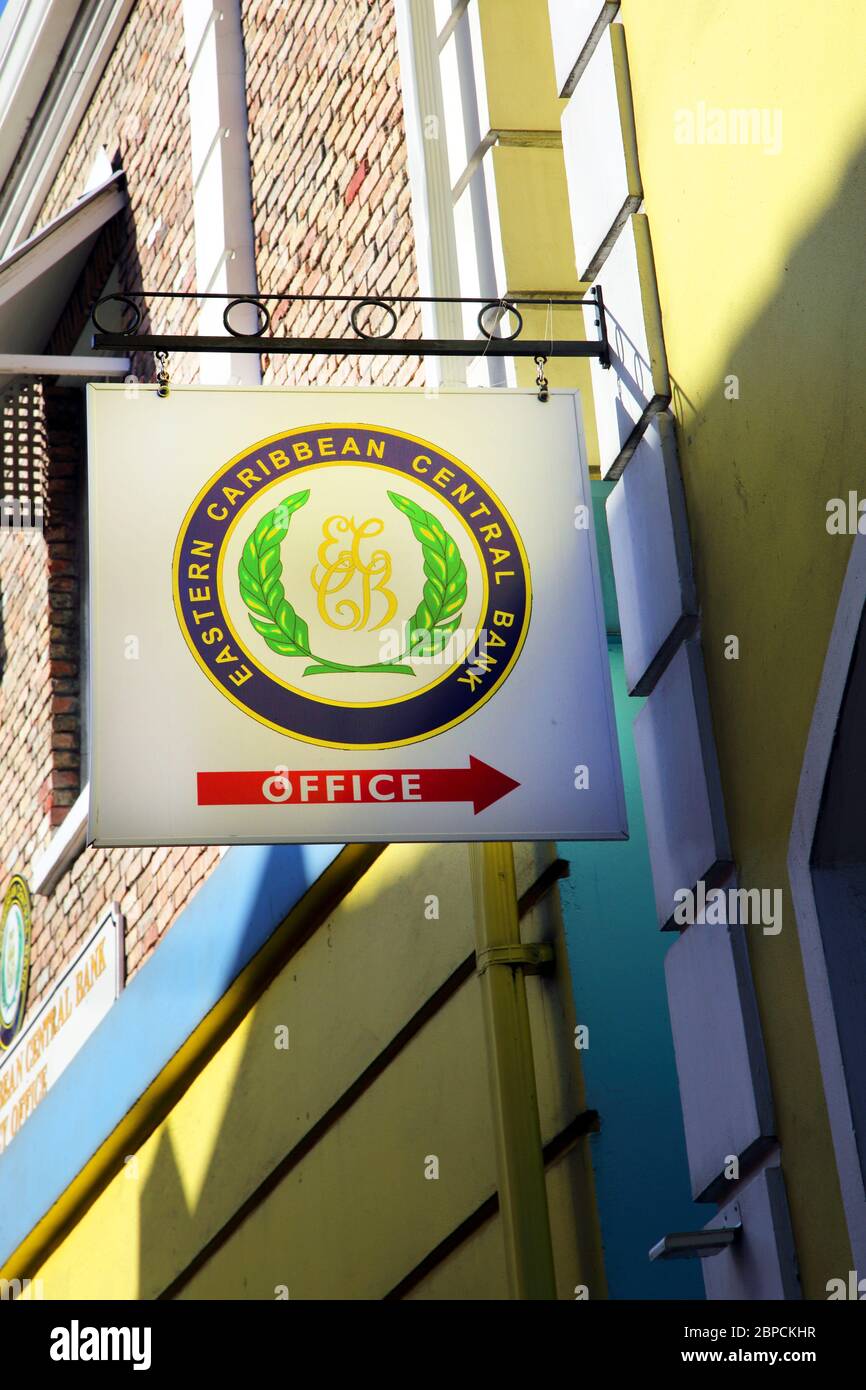 St George's Grenada Eastern Caribbean Central Bank Sign Stock Photo - Alamy