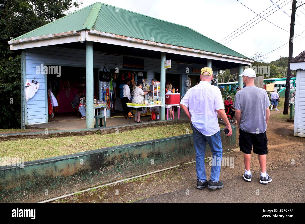 Grand Etang Forest Reserve Grenada Tourists at Souvenir Shop Stock ...