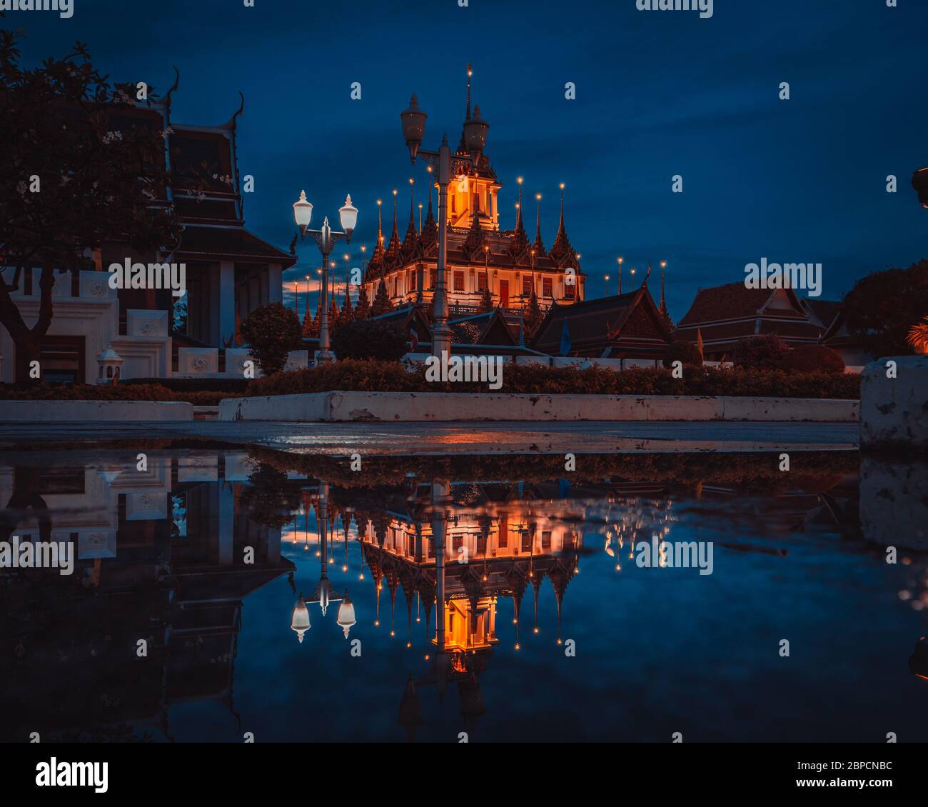 Beautiful sky and Wat Ratchanatdaram Temple in Bangkok, Thailand. Thai ...