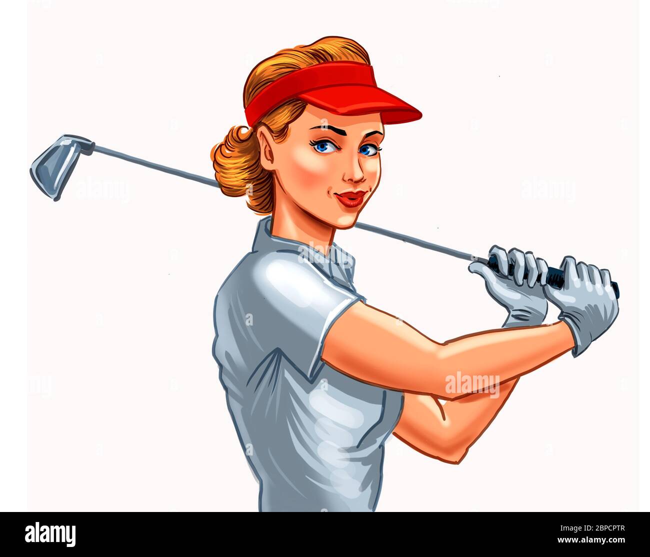 Pretty female, golf player. Digital illustration Stock Photo - Alamy