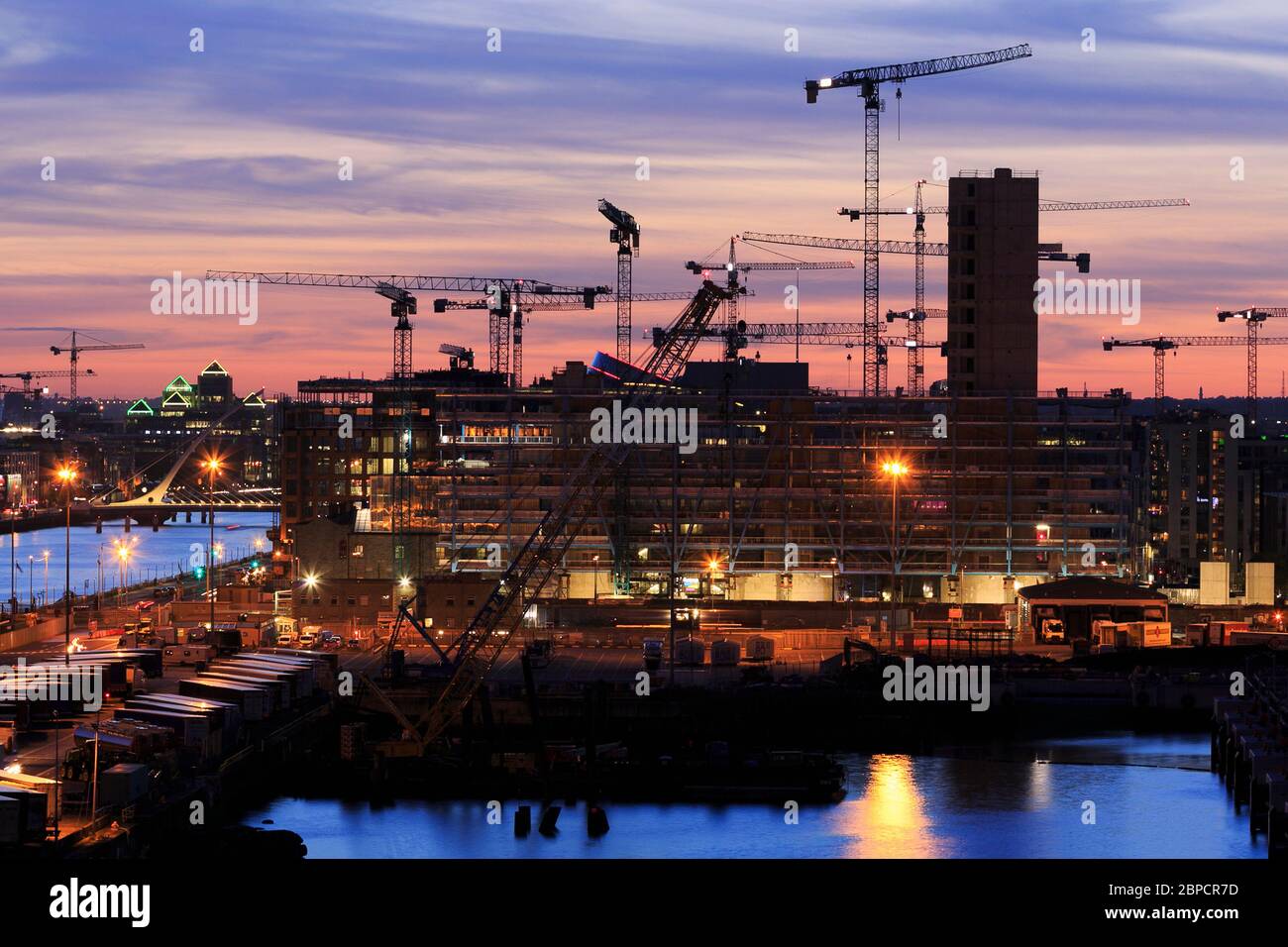 Construction cranes in Alexandra Basin, Port of Dublin, County Dublin ...