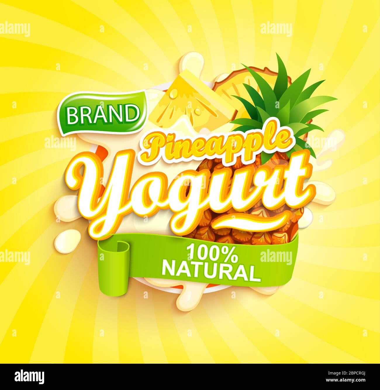 Pineapple Yogurt label for your design Stock Vector Image & Art - Alamy