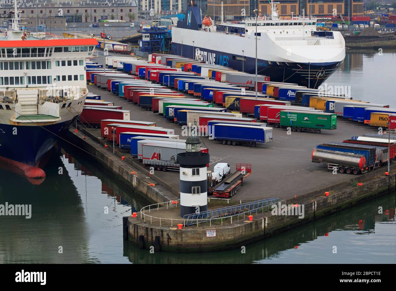 Alexandra Basin Lighthouse, Dublin Port, County Dublin, Ireland Stock ...