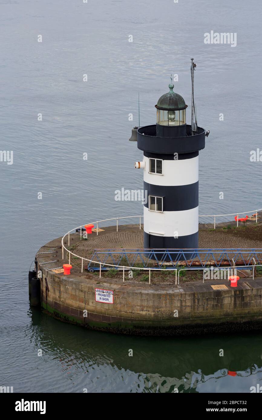 Alexandra Basin Lighthouse, Dublin Port, County Dublin, Ireland Stock ...