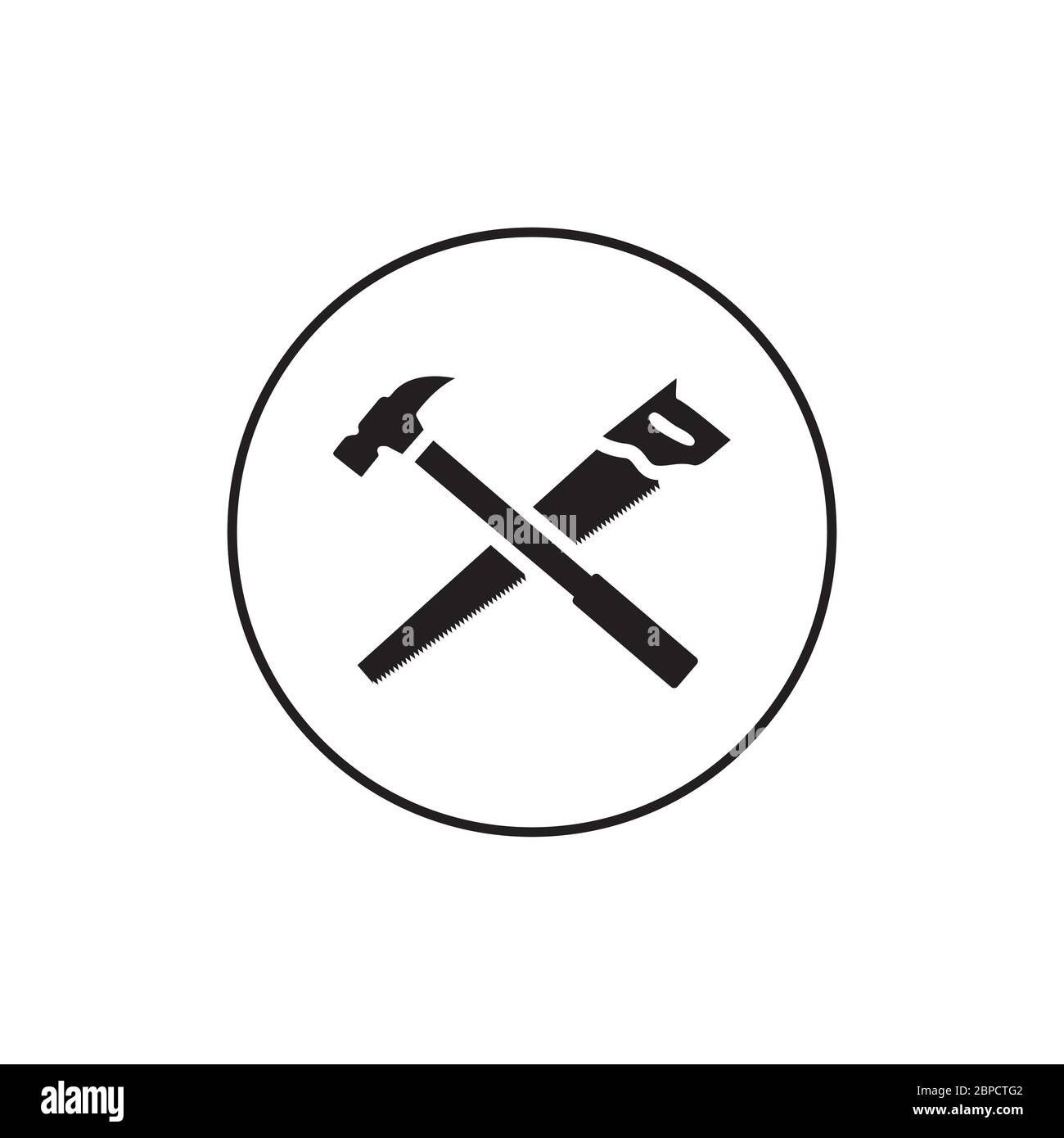 handsaw hummer circle lines icon vector on white background Stock ...