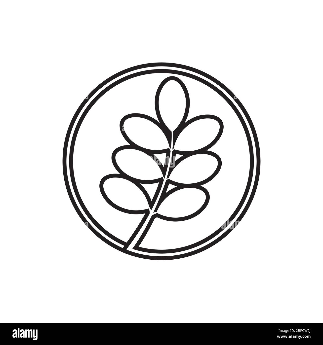 circle lines icon moringa leaf vector isolated on white background ...