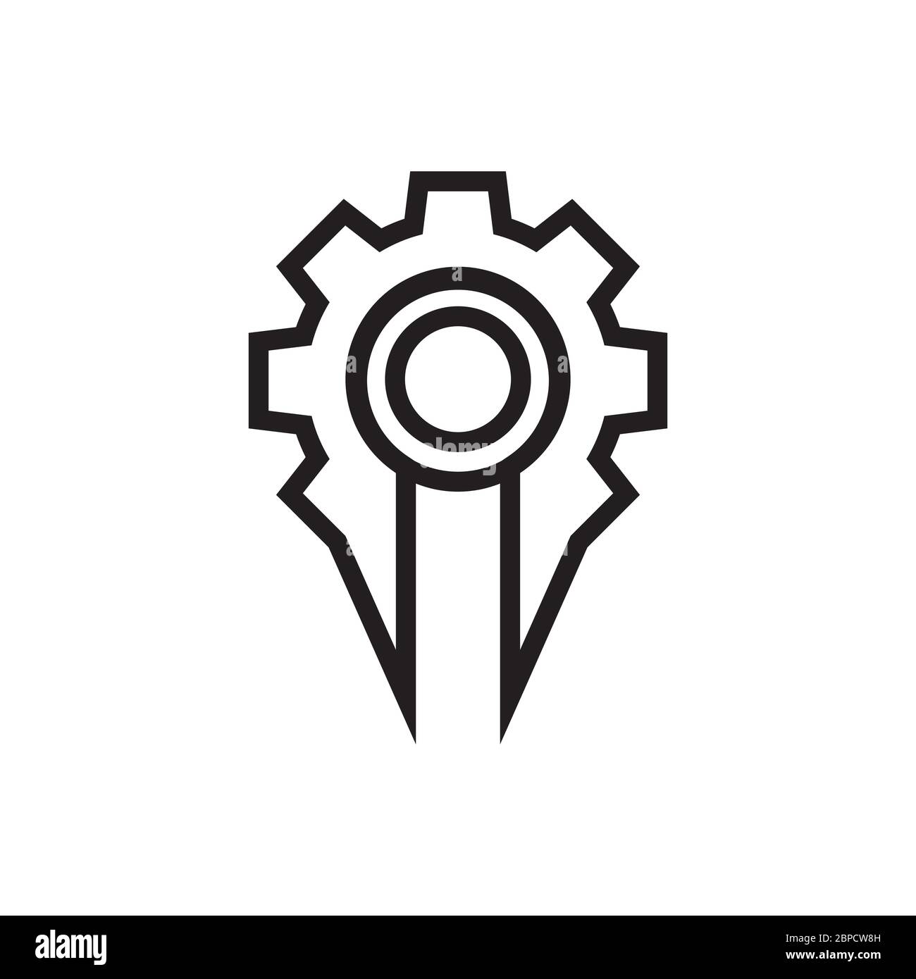 gear work lines icon vector isolated on white background Stock Vector ...