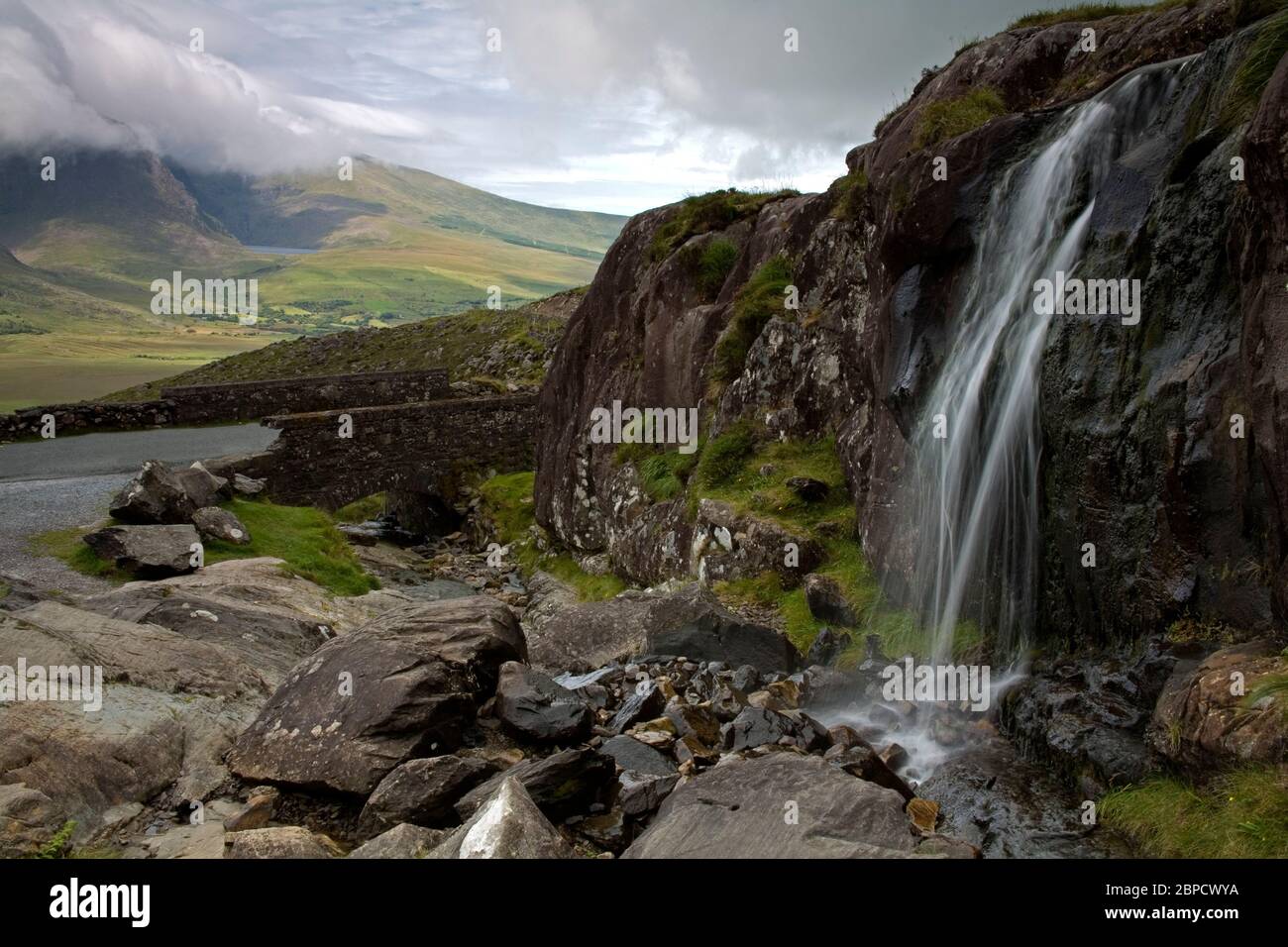 Waterfall, Connor Pass, Dingle Peninsula, County Kerry, Ireland Stock ...