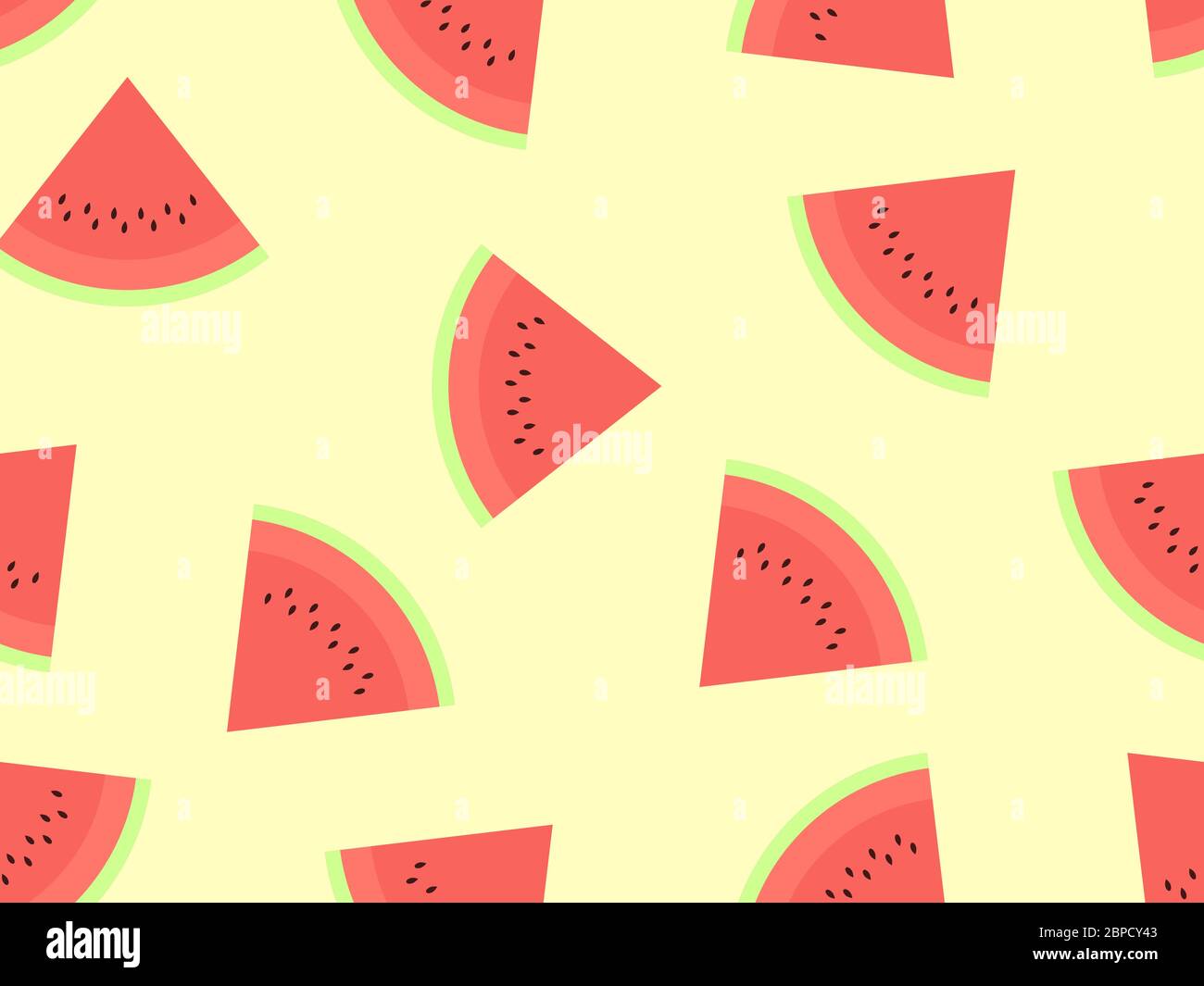 Watermelon seamless pattern. Triangular slices of watermelon. For ...