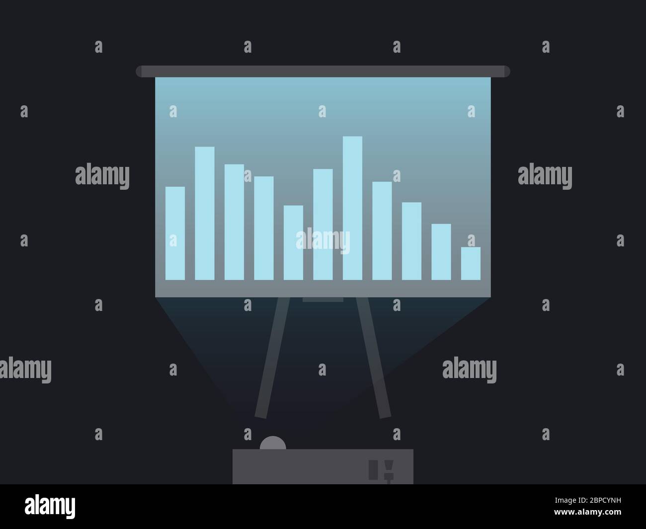 Projector screen business presentation. Office flipchart. Light from ...
