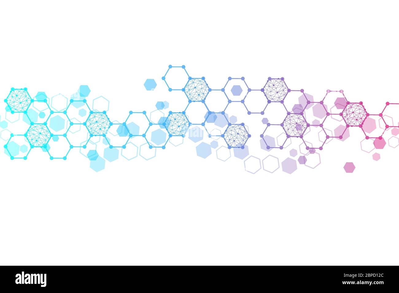 Science network pattern, connecting lines and dots. Technology hexagons ...